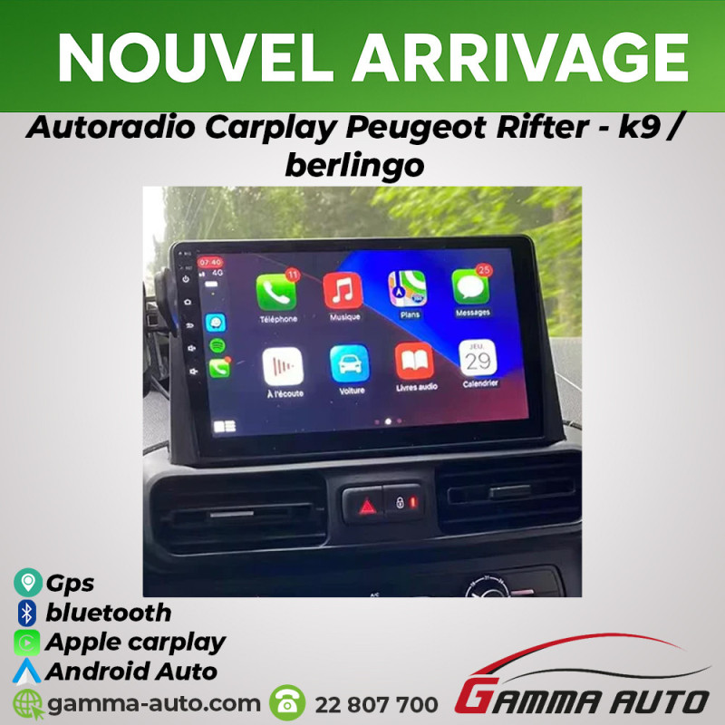 Poste Android Autoradio Carplay Peugeot Rifter - k9 / berlingo
